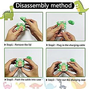 2 Pack for AirPods 2&1 Gen Case Cover, 3D Cute Funny Cartoon Boba Tea Cows & Boba Tea Dinosaurs Shape Apple Airpod Case Soft Silicone Skin with Keychain for Girls Boys Kids Teens (Cow+Dino)