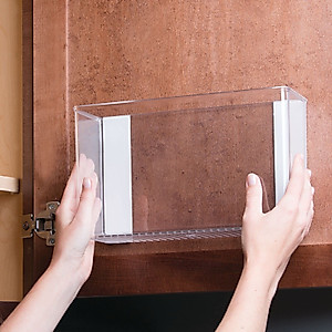 mDesign Plastic Adhesive Mount Storage Organizer Container for Kitchen or Pantry Wall Organization - Space Saving Holder for Sandwich Bags, Foil - 11" Wide - Ligne Collection - 2 Pack - Clear