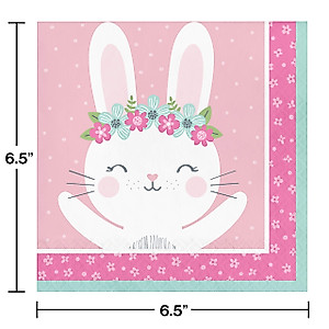 Creative Converting 336052 Bunny Party Napkins, 6.5", Multicolor