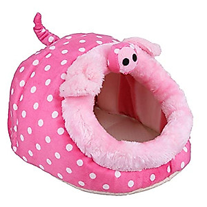 POPETPOP Guinea Pig Bed-Rat Hides,Mini Warm Sleep Pet Cushion Pad Bed Pink Pig Design Cage for Mouse,Hamster,Chinchilla,Sugar Glider,Syrian Hamster,Ferret-Small