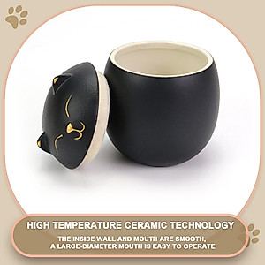 MEETPET Cat Urn Dog Urn Sized 3.2x2.9 and 4.9x4.25. A Smiley-Cat Pet Urn with a Memoria Card.Cat Urns for Ashes for Your Pet (12 cu/in, Black)