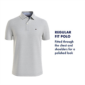 Tommy Hilfiger Men's Short Sleeve Polo Shirt in Regular Fit, Regal Red Medium