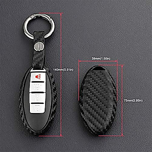 M.JVisun Soft Silicone Rubber Carbon Fiber Texture Cover for Nissan 370Z Altima Maxima Murano Armada GT-R Leaf Sentra Rogue Pathfinder Versa Smart 2 3 4 5 Buttons Car Key Fob Remote Case - Black