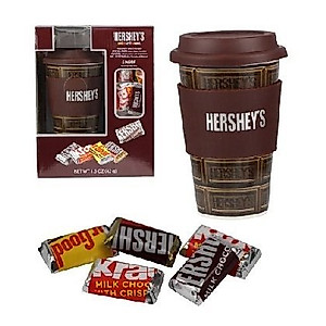 Hershey's Ceramic Travel Mug w/ Silicone Band, Lid & Candy (Hershey's)