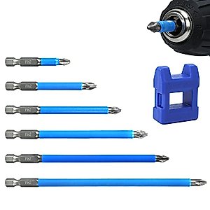Aleric Magnetic Anti-slip Drill Bit - PH2 Bits Set,Anti Slip Screw Extractor and Magnetic Screwdriver Bit Set,S2 Alloy Steel Magnetic Screw Bits Hand Tools 7Pcs,Electric Cross Single double head Bits