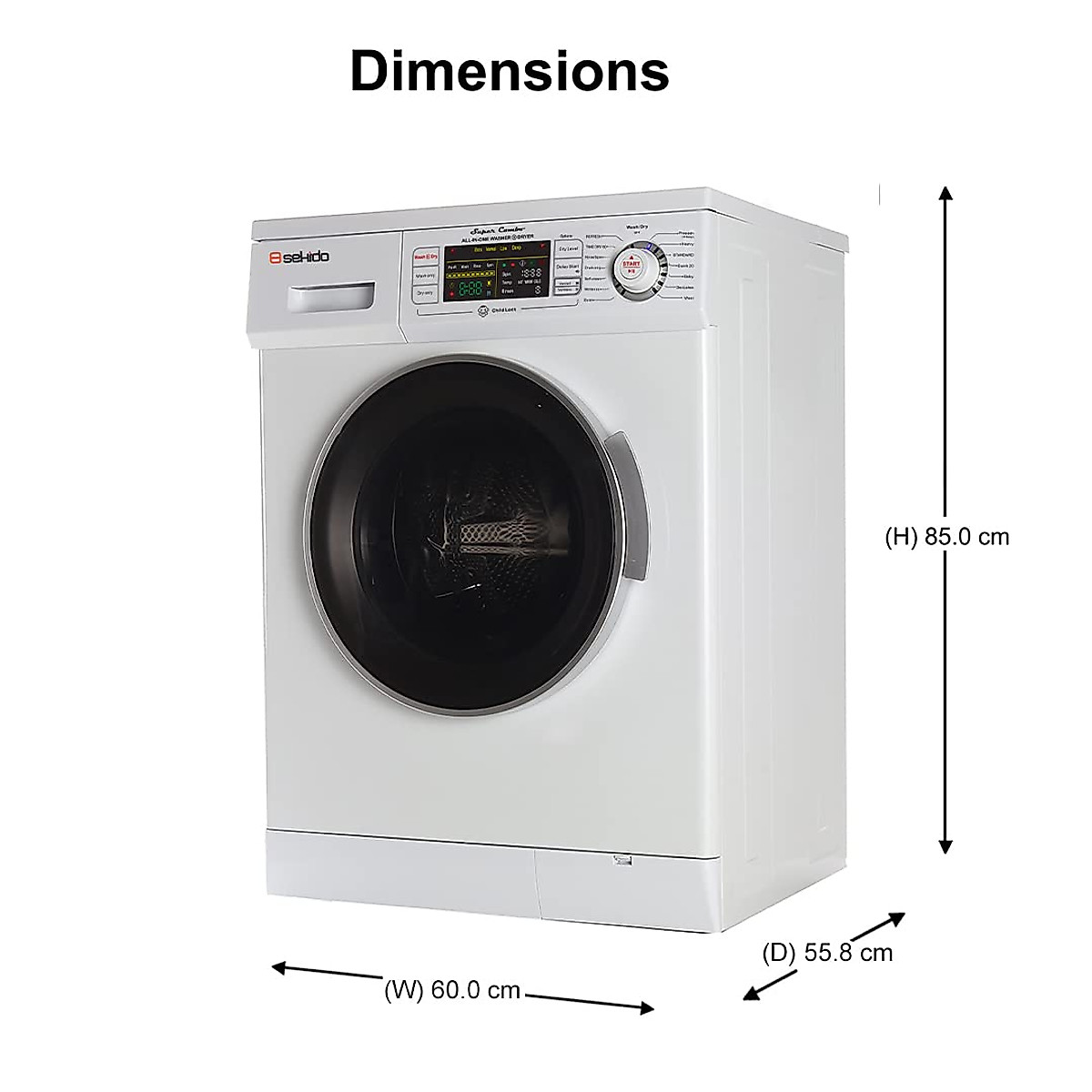 Sekido Pro Compact 110V Vented/Ventless 13 lbs Combo Washer Sensor Dry 1200 RPM (White)