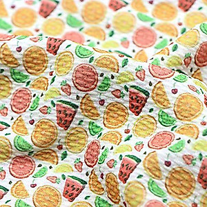 David Angie Summer Fruits Watermelon Printed Bullet Textured Liverpool Fabric 4 Way Stretch Spandex Knit Fabric by The Yard for Head Wrap Accessories (Fruit)
