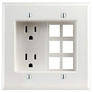 Leviton 690-W Recessed Duplex Receptacle, 125 Vac, 15 A, 2 Pole, 3 Wire, White