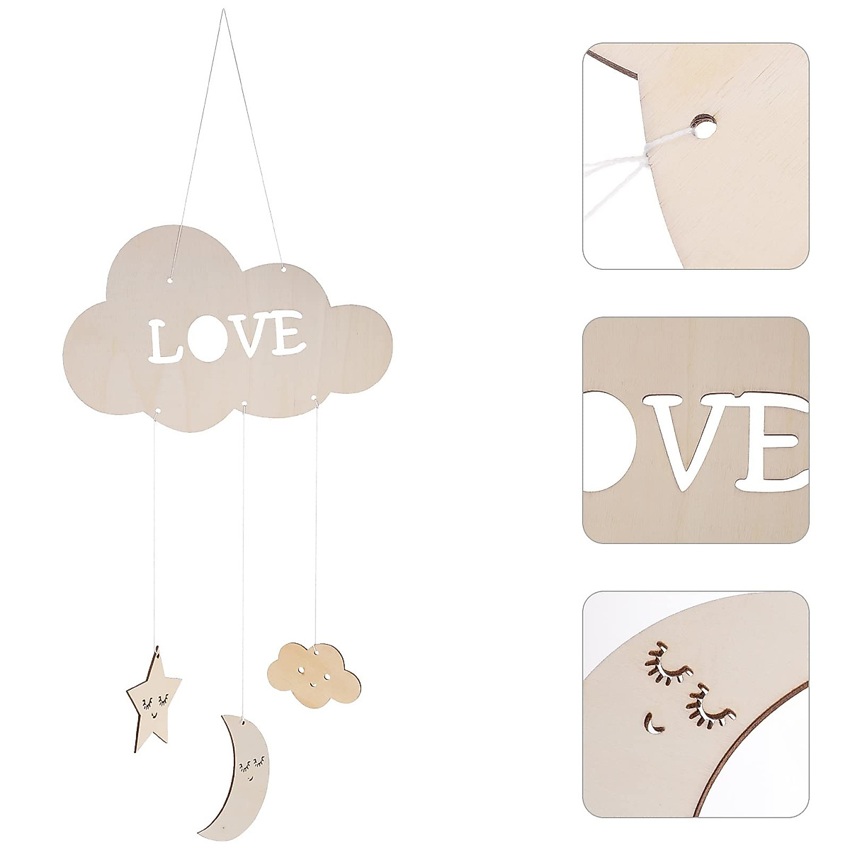 BESTOYARD Nursery Ceiling Mobile Clouds Moon Stars Ceiling Hanging Decorations for Baby Shower Baby Nursery Room