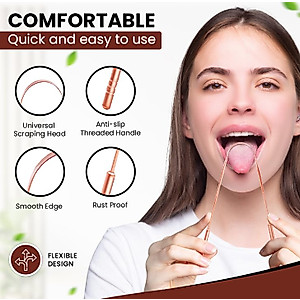 Absolute Ayurvedic Tongue Scraper For Adults Copper, Copper Tongue Cleaner For Oral Health and Fresh Breath, Tongue Scraper For Adults, Travel Tongue Scraper Pack of 2 with Travel Case.