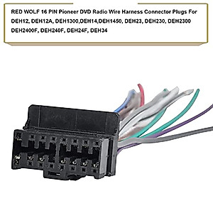RED WOLF Car Radio Wiring Harness Connector Stereo Wire Adapter Plug for Pioneer DEH-P6400,DEHSP023,DEH34, DEH340, DEH3400, DEH-P640,P6400 FH-P4000 P4100 16-Pin Aftermarket DEH DVD Player