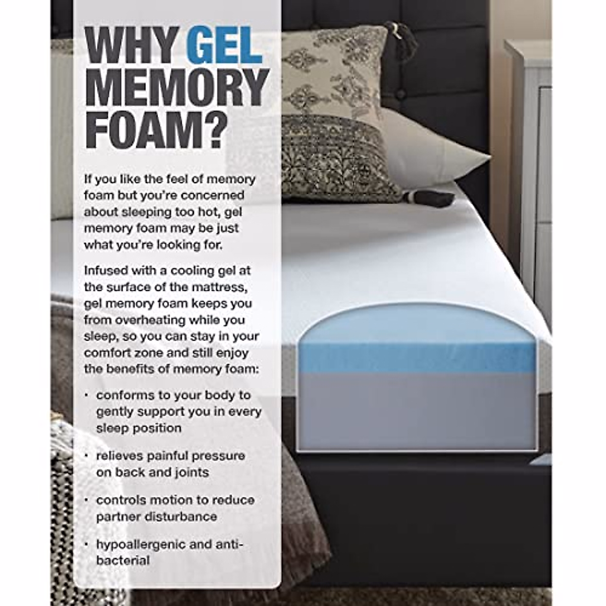 Slumber Solutions Essentials 12-inch Gel Memory Foam Mattress Medium White King