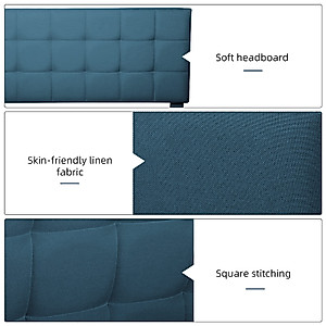 Yone jx je Queen Bed Frame with Lights,Upholstered Platform Bed Frame,Upholstered Queen Size Bed Frame,Mattress Foundation,Box Spring Needed,Easy Assembly (Blue)