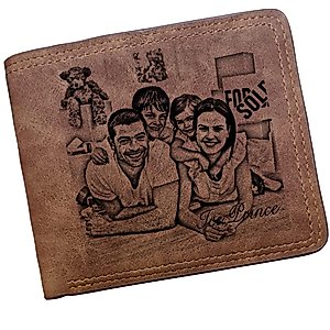 ICE PRINCE Mens Wallet Can Be Customized With Customer Photo And Text Custom Bi-Fold Soft Wallet (light brown)