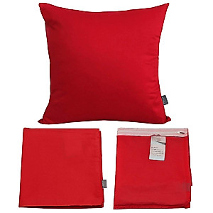Thmyo 4-Pack 100% Cotton Comfortable Solid Decorative Throw Pillow Case Square Cushion Cover Pillowcase Sublimation Blank Christmas DIY Throw Pillow Covers for Couch Sofa(18x18 inch/ 45x45cm,Red)