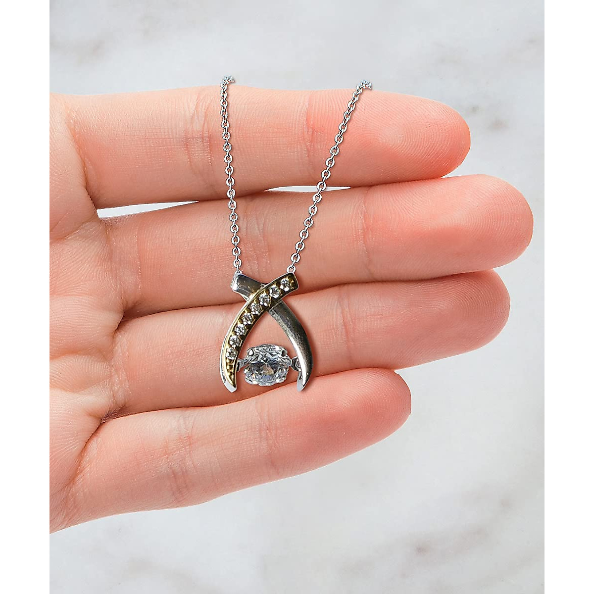 Sarcasm Mama Wishbone Dancing Necklace, Mama Hair Don't Care, Present for Mom, Useful Gifts from Son Daughter