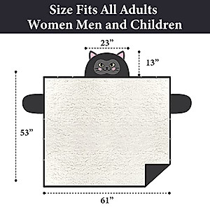 VK Living Wearable Blanket Hoodie Cat Wearable Hooded Blanket Adult, Sherpa Fleece Wearable Blanket, Super Soft Warm Fuzzy Oversized Wearable Hooded Blanket for Sofa Bed Camping