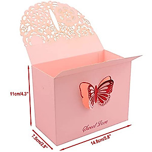 Driew Butterflies Purse Party Favor bags, 20 Pack Baby Shower Candy Gift Chocolate Favor Box Set with Handle for Wedding Decorative, Anniversary, Birthday Parties, Bridal Showers - Pink, 5.8"x2.9"x4.3"