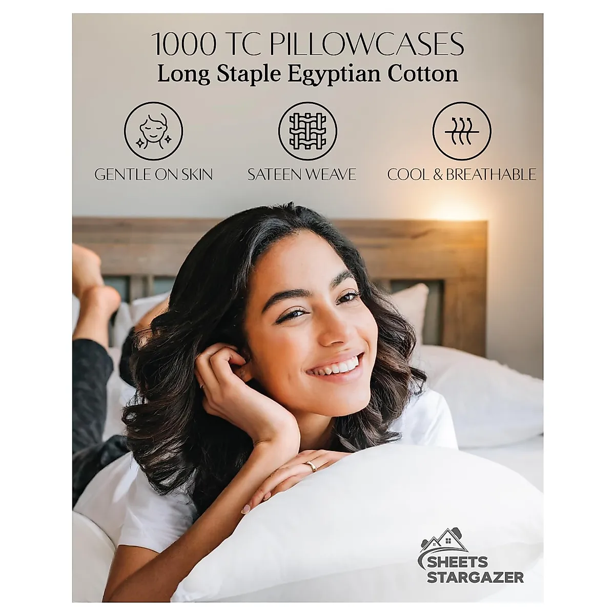 1000 Thread Count 100% Egyptian Cotton Pillow Cases, Set of 4 Pillowcase, Long-Staple 100% Cotton Breathable, Soft Sateen Weave Bed Pillow Cover, 20 X 40 Inches Pillowcases White King Size