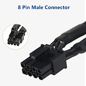 Dual 6 Pin Female to 8 Pin Male, GPU Power Adapter Cable 7.8inch Braided Sleeved, GPU Video Graphics Card Power Cable Connector