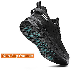 Steel Toe Shoes for Men and Women Comfortable Lightweight Work Safety Shoes Puncture Proof Slip Resistant Indestructible Sneakers Construction Work Utility Shoes Black M6.5