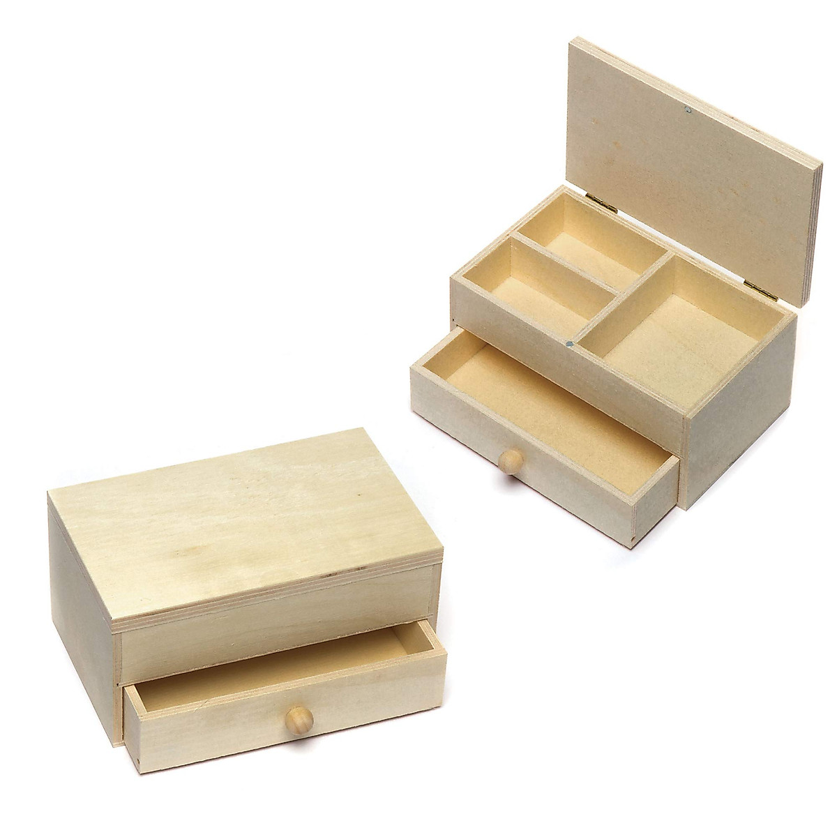 Baker Ross - AR143 Wooden jewelry Boxes Craft Project — Ideal for Kids' Arts and Crafts, Gifts, Keepsakes and More (Pack of 2)