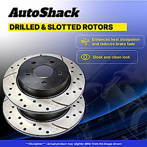 AutoShack Black Hat Drilled and Slotted Brake Rotors Rear Brake Rotor Replacement Kit for 2004 Nissan Pathfinder Armada 2004-2015 TITAN 2005-2015 2017-2019 Armada 2004-2010 INFINITI QX56 V8 PR41331LR