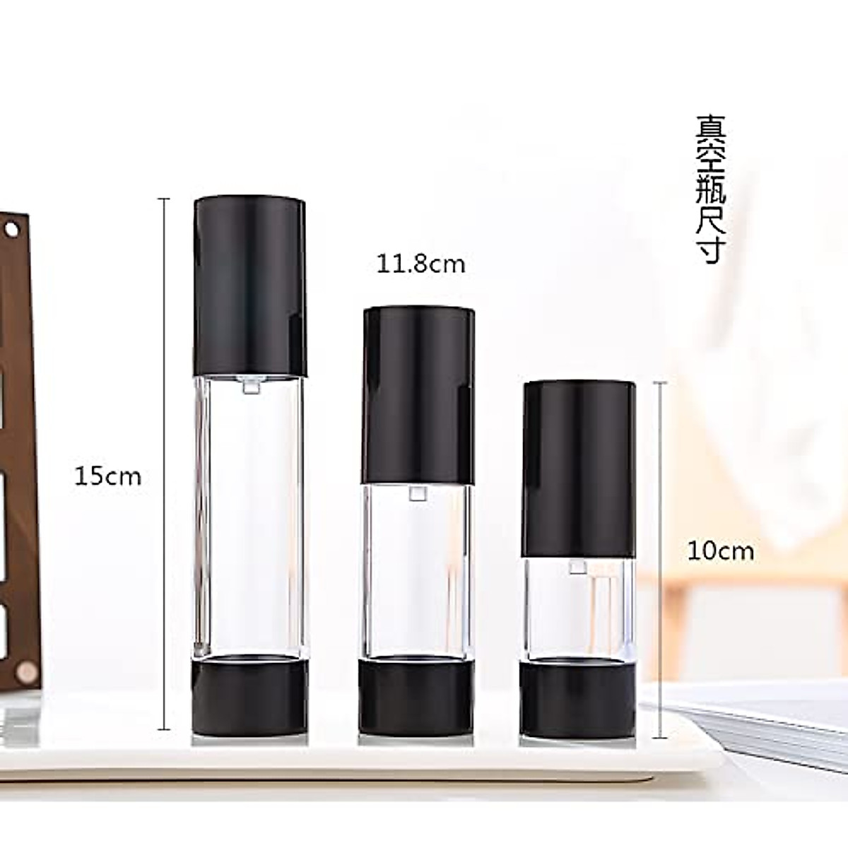 Ergonflow 3Pcs/lot 15ML 30ML 50ML Empty Black Airless Lotion Cream Pump Plastic Container Cosmetic Bottle Dispenser Travel Refillable Containers