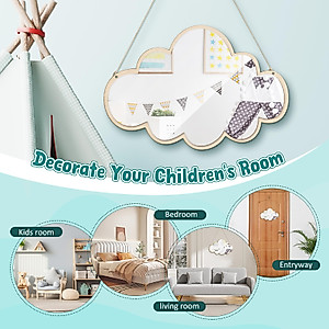 Mirror Cloud Wooden Mirror Cartoon Safety Shatterproof Mirror Wall Sticker Nordic Bedroom Nursery Decoration Mirror