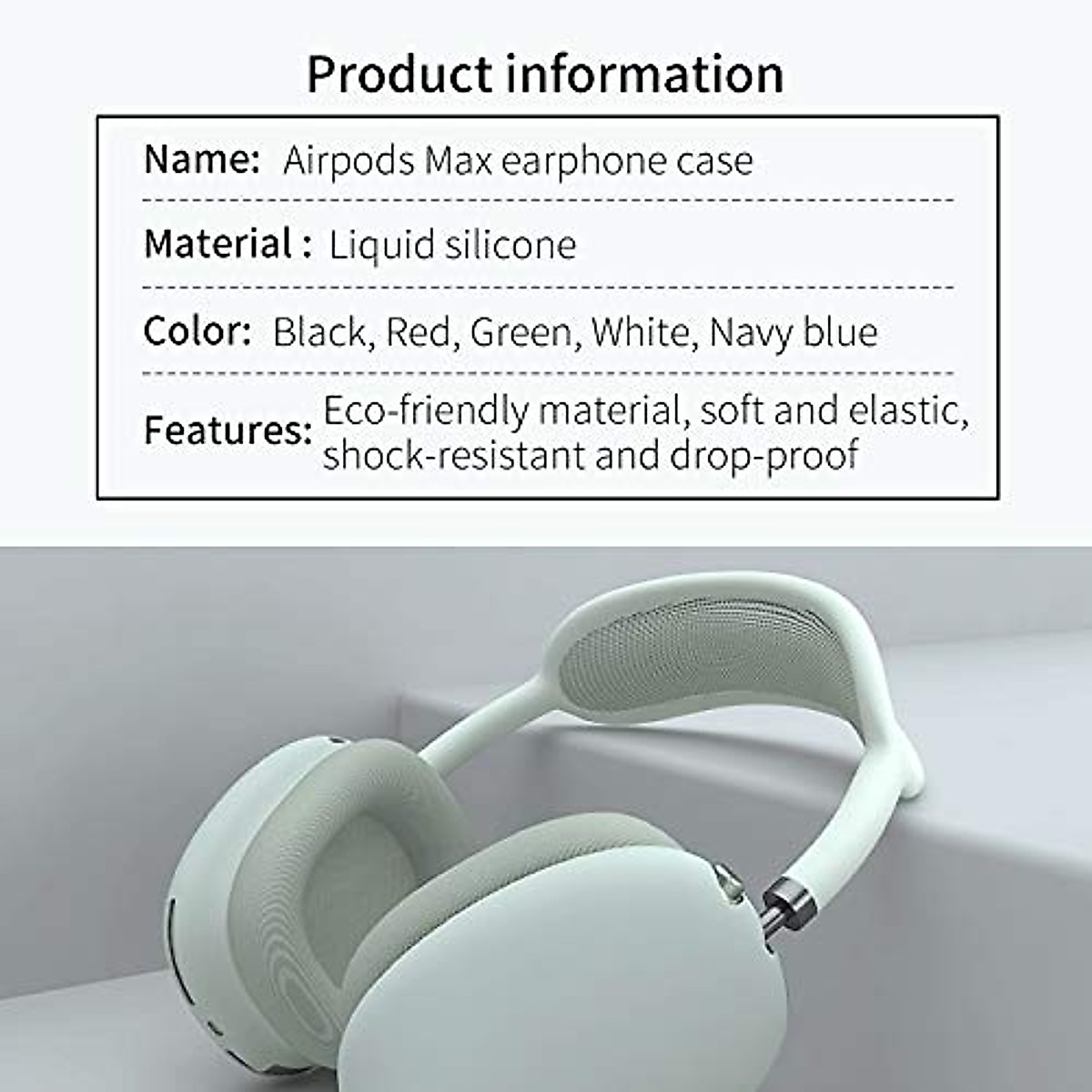PERFECTSIGHT Earpads Cushions Protectors Cover Case, Soft Silicone Ear Pads Cup Compatible with AirPods Max Headphones, Anti-Scratch, Dust-Proof, Anti-Skid (White)