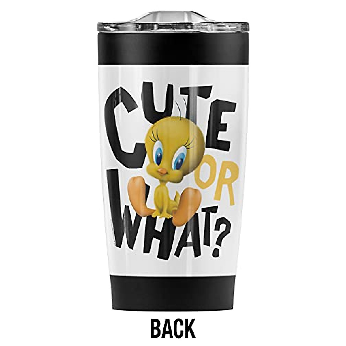 Logovision Looney Tunes Tweety Cute or What Stainless Steel Tumbler 20 oz Coffee Travel Mug/Cup, Vacuum Insulated & Double Wall with Leakproof Sliding Lid | Great for Hot Drinks and Cold Beverages