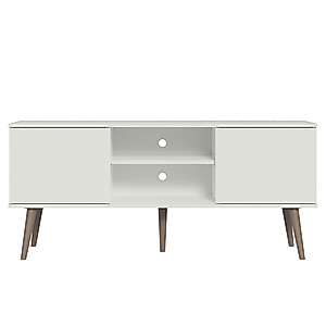 Madesa TV Stand Console with 2 Doors and 2 Shelves with Cable Management for 50, 55 Inch Media Storage Media Console Office Entertainment Center Wooden Television Cabinet - White