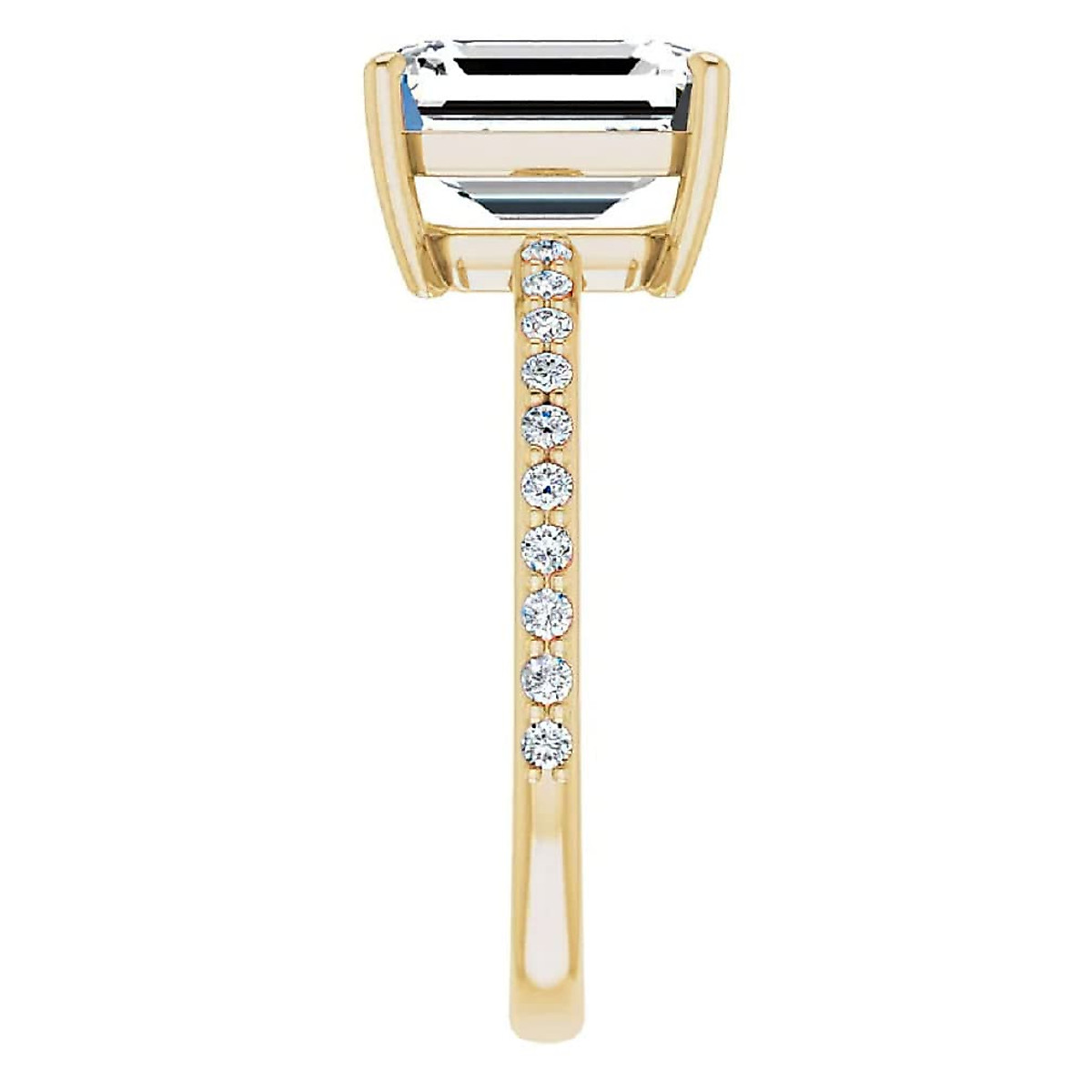 10K Solid Yellow Gold Handmade Engagement Rings 3.0 CT Emerald Cut Moissanite Diamond Solitaire Wedding/Bridal Rings Set for Women/Her Propose Ring (8), White