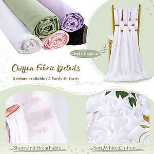 White Chiffon Fabric by The Yard 5 Yards 58" Wide Sheer Backdrop Panels Wedding Runner Rustic Bridal Baby Shower Tablecloth Decorations