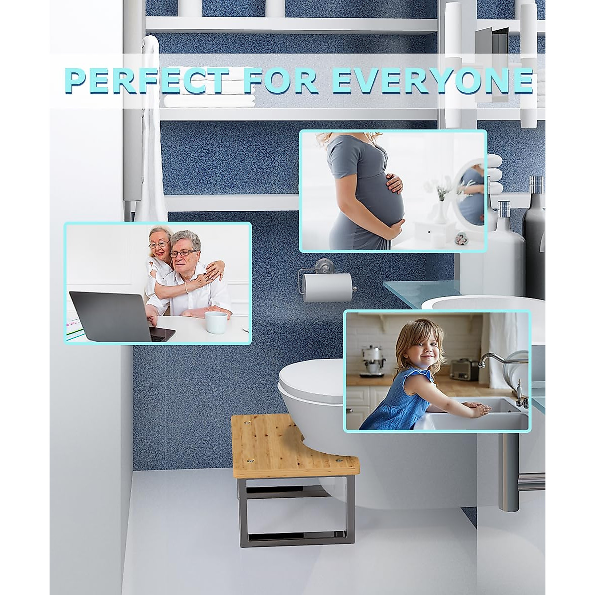 REGIS Bamboo Toilet Stool for Adults, 7" Poop Stool,