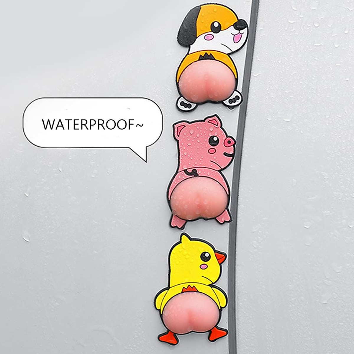 HALUOGUAI 1 Pair 3D Cartoon Animal Butt Shaped Flexible Silicone Fridge Door Stops,Self Adhesive Decorative Wall Protector,Pink Peach Shaped Waterproof Toilet Lid Bumper Pad (Pig)