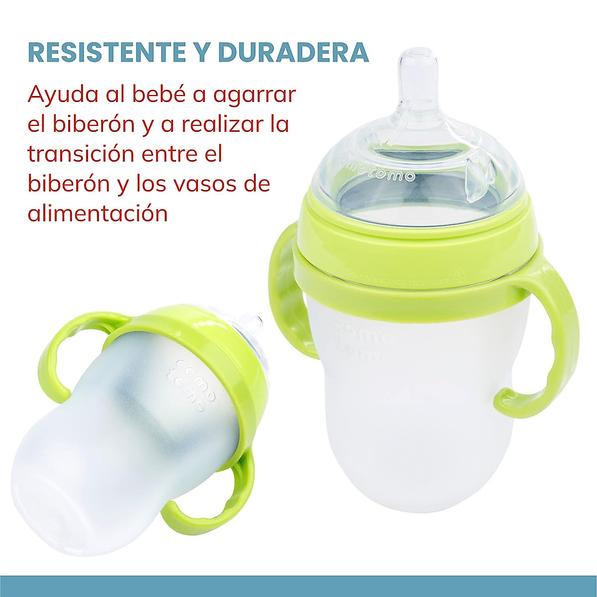 Baby Bottle Handle Grip for Comotomo 5 Ounce and 8 Ounce Silicone Bottles, 3 Pack, Green