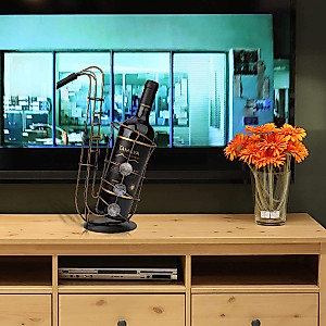 Tooarts Saxophone Free StandingTabletop Wine Racks, Creative Metal Wine Bottle Holder, Collectible Figurines Wine Shelf Gifts for Wine Lovers, Home Interior Kitchen Bar Decorations