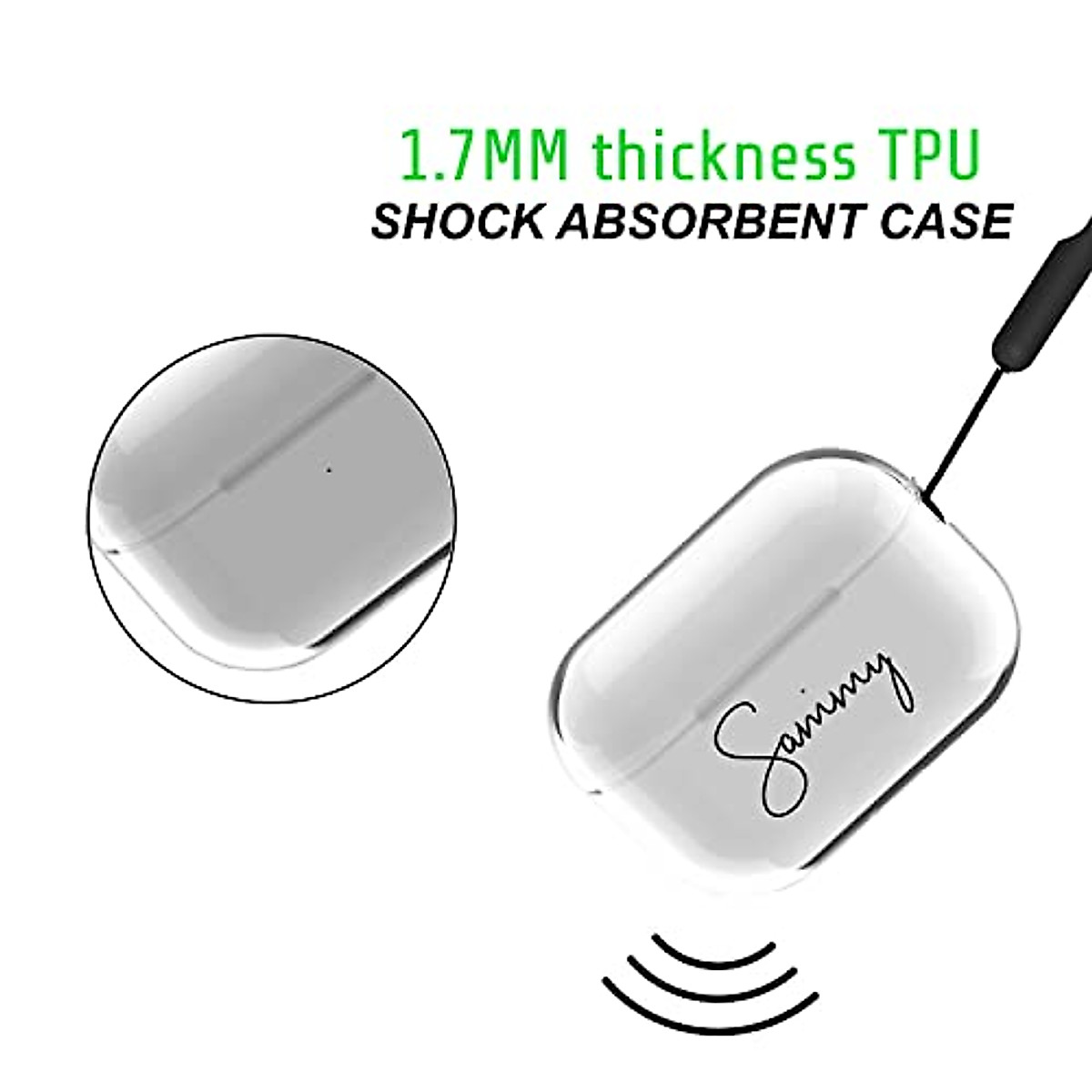 MARBLEFY Custom Name Airpod Pro 2 Case with Wrists strap and Running Strap Compatible with Apple AirPods Pro 2nd Gen - Personalized Case Cover Set