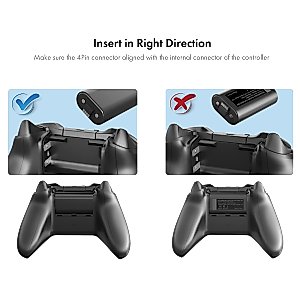 ElecGear Lithium ion Battery Pack for Xbox Wireless Controller, 2X 1200mAh Li-ion Rechargeable Battery for Xbox Series X/S, Xbox One Video Game Controller with 2X Play and Charge USB Cable