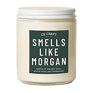 C&E Craft - Smells Like Morgan Candle - Flannel Pine Scented All Natural Soy Wax - Gift for Her - Girlfriend Gift, White