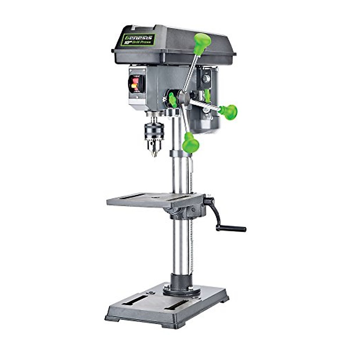 Genesis GDP1005A 10" 5-Speed 4.1 Amp Drill Press with 5/8" Chuck, Integrated LED Work Light, and Table that Rotates 360° and Tilts 0-45°