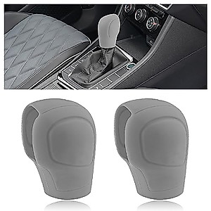 SSNNUU 2Pcs Silicone Car Gear Shift Cover,Great Anti-Slip Automatic Gear Shift Knob Stick Protector for Man&Women Car Decor,Universal Interior Car Accessories for Car SUV Truck (Gray)