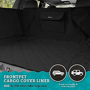 FrontPet Cargo Cover for Dogs, Water Resistant Pet Cargo Liner Dog Seat Cover Mat for SUVs Sedans Vans with Bumper Flap Protector, Non-Slip, Backseat Cover, Trunk Liner Universal Fit (X-Large/Black)