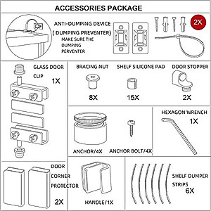 FANYUSHOW Glass-Door Cabinet, 4-Shelf Curio Cabinet,Glass Display Shelf,Glass Display Cabinet,Black