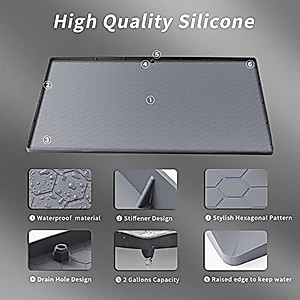 Under Sink Mat for Kitchen Waterproof, 34" x 22" Silicone Under Sink Liner, Hold up to 3.3 Gallons Liquid, Kitchen Bathroom Cabinet Mat and Protector for Drips Leaks Spills Tray