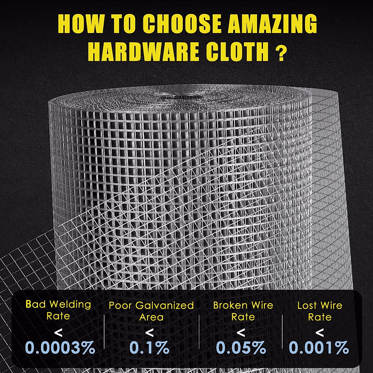 GoldPeak Hardware Cloth 1/2 inch 24in. x 50ft. 19 Gauge - Hardware Mesh & Wire Cloth Snake Fencing Welded Wire Fence Roll Gopher Barrier
