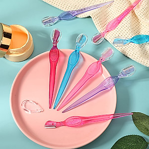 8 Pcs Small Eyebrow Razor for Women Portable Face Razors for Women Facial Hair Lip Trimmer Hair Shaving Removal Tool Dermaplaning Tool Eyebrow Shaver with Safety Cap for Makeup Face Care, 4 Colors