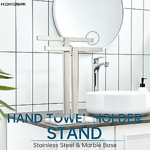 KOKOSIRI Hand Towel Holder Free-Standing Towel Racks with Marble Base for Bathroom Kitchen Vanity, Brushed Stainless Steel 15.7'' Height THS0001-SM-BR