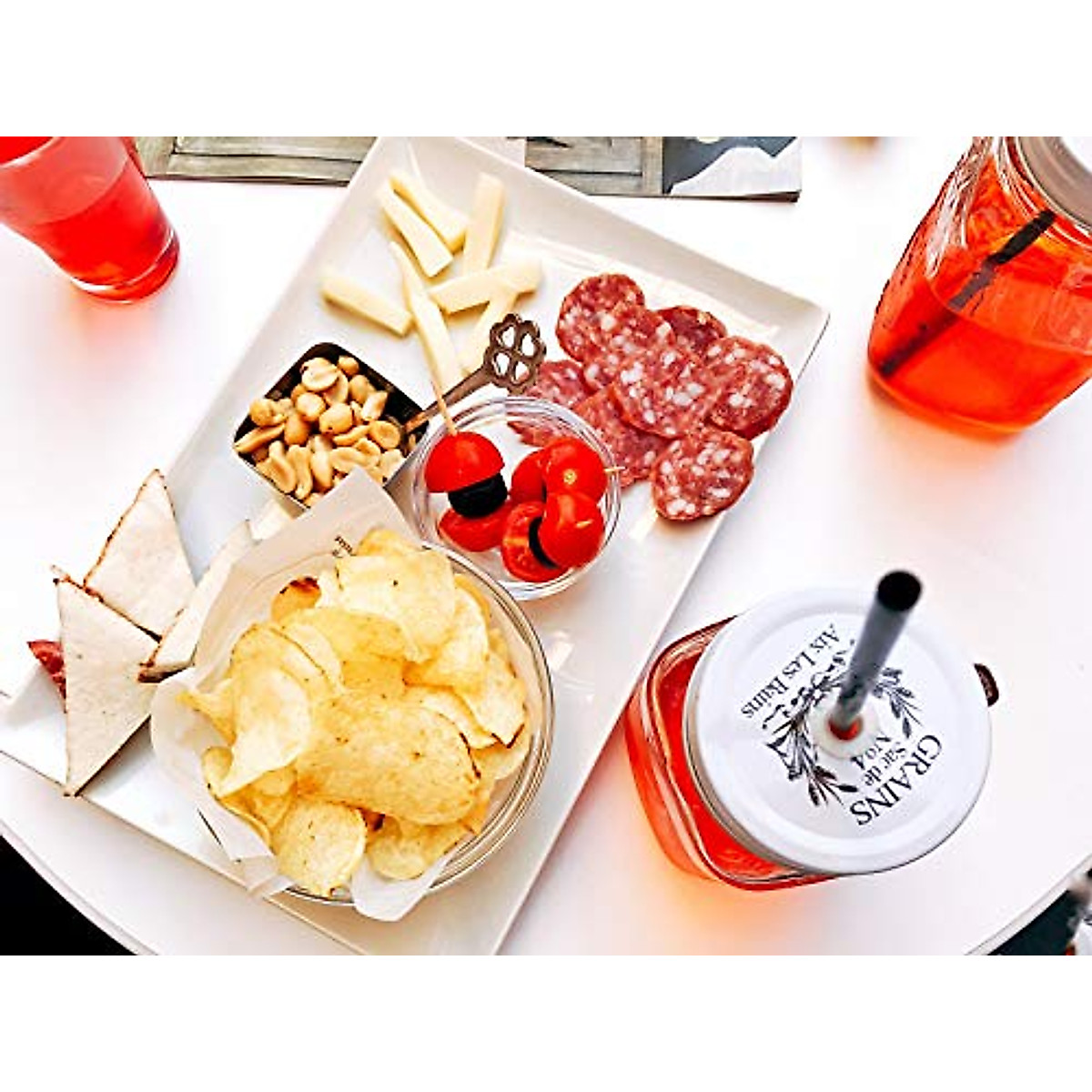 Youngever 3 Pack Plastic Serving Trays, Serving Platter for Parties, Sturdy ABS Material, 15 inch x 10 inch (White)